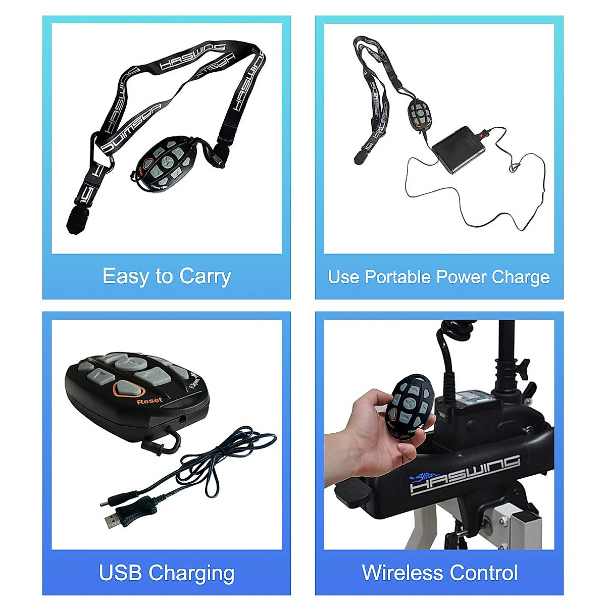 AQUOS Haswing Bow Mount Trolling Motor Remote Control for 12V 55LBS or 24V 80LBS Trolling Motor