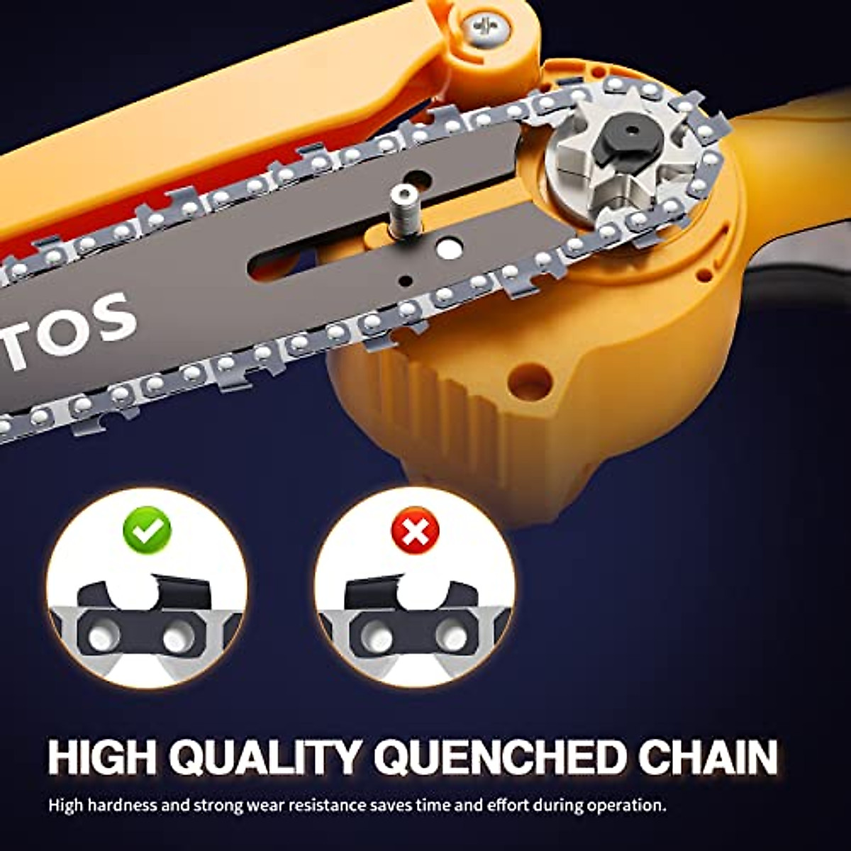 Mini Chainsaw 6 Inch Cordless, TOBTOS 24V Battery Powered Chain Saw with 2x 2.0Ah Battery, Portable Electric Chinsaw with Security Lock, Handheld Chainsaw for Tree Trimming Wood Cutting