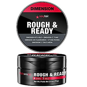 SexyHair Style Rough & Ready Dimension with Hold Styling Putty, 2.5 Oz | Pliable Hold | Allows Easy Molding, Defining and Shaping