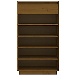 vidaXL Solid Wood Pine Shoe Cabinet Indoor Household Supply Hallway Wooden Storage Home Organizer Rack Shelf Shoe Hall Cabinet Furniture Honey Brown