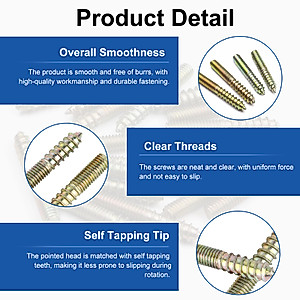 MroMax 20Pack M4 x 30mm Hanger Bolts, Length 1.18"(30mm) Double Headed Bolts，4mm (0.16") Wood Dowel Screw Self-Tapping Screw Hanger Bolts for Wood Joint Furniture Legs