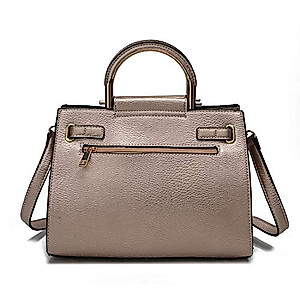 MKF Crossbody Satchel Bags for Women - PU Leather Pocketbook Handbag - Shoulder Strap, Lady Top Handles Purse Mustard