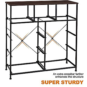 REAHOME 9 Drawer Dresser for Bedroom Faux Leather Chest of Drawers Closets Large Capacity Organizer Tower Steel Frame Wooden Top Living Room Entryway Office (Rustic Brown) RZP9B1