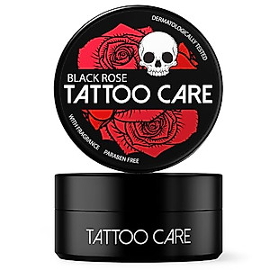 TATTOO CARE Makra Black Rose – Aftercare & Brightener Ointment - for New & Older Tattoos – Protects and Deeply Moisturizes – Enhances Colors, Prevents Fading, Brings Back Shine - 1.2 Oz/35 g