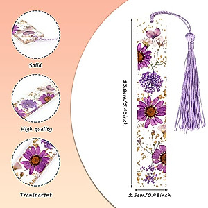 4 Pieces Dried Flower Resin Bookmarks,Transparent Floral Book Page Holder and Book Mark Set Handmade Bookmarks with Tassel Cute Book Accessories Gift for Reading Lover Students Teachers