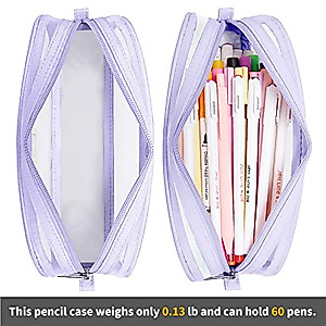 KALIDI Grid Mesh Pencil Case Pen Bag Clear Case Marker Pouch Multifonction Organizer Box Transparent case Makeup Bag Office College School Gift for adults Teen Girl Boy