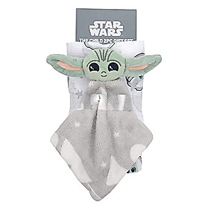 Lambs & Ivy Star Wars Baby Yoda/The Child Swaddle Blanket & Lovey Gift Set