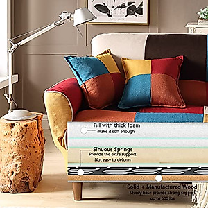 Convertible Futon Sofa Bed with 2 Pillows, Loveseat Sleeper Sofa Futon Couch, Recliner Couch with Adjustable Armrest and Wood Legs, Living Room Sofa with 3-Angle Backrest for Small Space (Colorful)