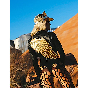 Fydelity Quiver Angel Wings Backpack/Sling Bag Crossbody Festival Bag for Women Rave Bag Retro Crossbody Bag Cute Fanny Pack for Women Fashionable Concert Rave Bag - Gold Holographic