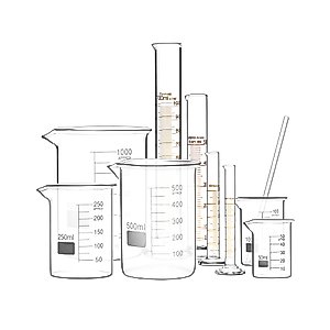 QWORK Thick Glass Measuring Beaker and Graduated Cylinder Set - Perfect for Science Labs, School Projects, and Home Labs, 50/100/ 250/500/ 1000 ml Beakers and 5/10/ 50/100 ml Cylinders