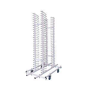 Rotating Spray Rack & 30 Door Dry Storage Rack With Wheels