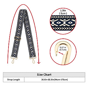 Wide Shoulder Strap Adjustable Replacement Belt Guitar Style Crossbody Bag Handbag Strap Multicolor Canvas Straps(Wide:2in)(Color19)