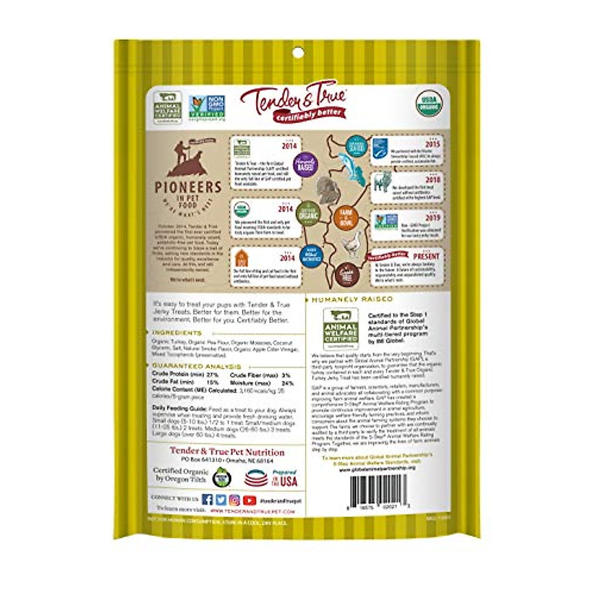 Tender & True Organic Turkey Jerky Treat, 4 oz bag