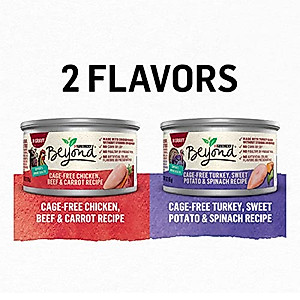 Purina Beyond Chicken, Beef and Carrot and Turkey, Sweet Potato and Spinach in Wet Cat Food Gravy 12 Ct Variety Pack - (2 Packs of 12) 3 oz. Cans