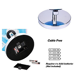 Exerz Illuminated World Globe 9.1-inch Diameter Metal Base - Political Map (Day) Constellation Globe (Night) - 2 in 1 Light up Cable Free LED lamp