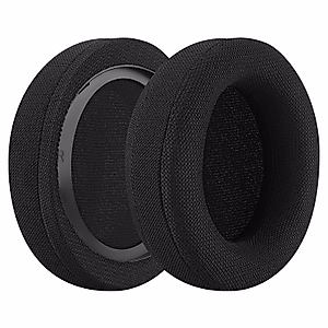 Geekria Comfort Mesh Fabric Replacement Ear Pads for Philips SHP9500, SHP9500S Headphones Ear Cushions, Headset Earpads, Ear Cups Cover Repair Parts (Black)