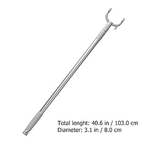 Veemoon Metal Hangers Clothesline Outdoor Adjustable Hanger Retriever Clothes Drying Pole Garment Reaching Hook Dressing Stick Retractable Rods (As Shown) Metal Hangers Clothesline Outdoor