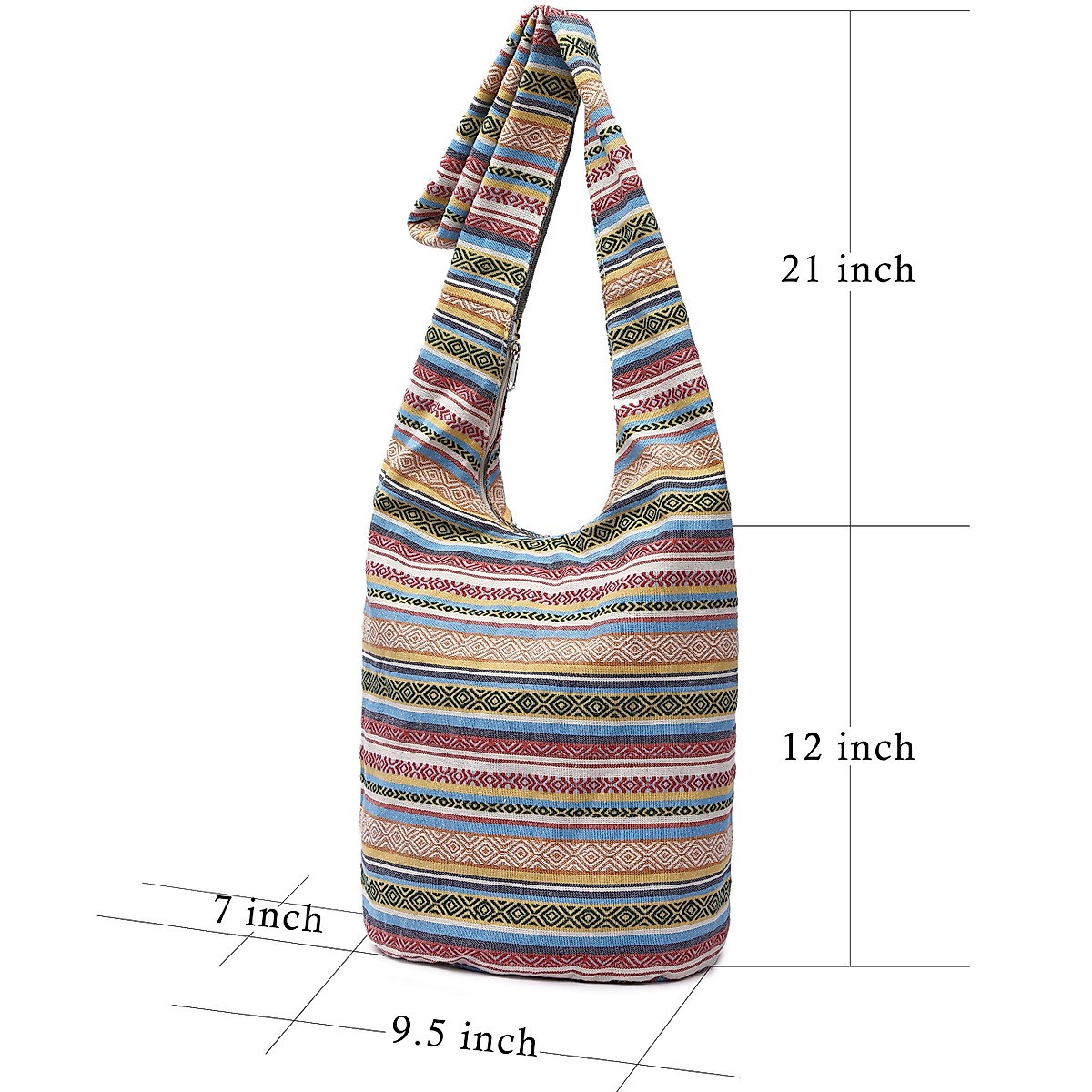 Women Shoulder Handbags Fashion canvas Hippie Crossbody Bags Bohemian Animal Prints Hobo Bags (Off-white)