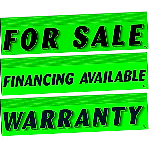 Versa Tags Windshield Slogan Stickers 12 Pack of for Sale Stickers 12 Pack of FINANCING Available Slogans 12 Pack of Warranty Window Stickers (36) Dealership Stickers Black On Green