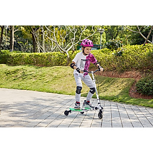 Foldable 3 Wheel Swing Wiggle Scooter with 3-Level Adjustable Height Handle and Quick-Release Folding System, Wiggle Scooter for Kids Ages 3-12