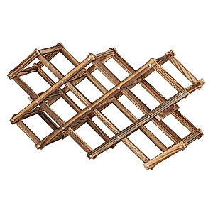 Hyuduo Wine Cabinet, Wood Wine Storage Racks Foldable 10 Bottle Wooden Standing Wine Bottle Stand Holder Display Shelf for Home Kitchen Bar Cabinets,Bar Cabinet, Wine Cabinet