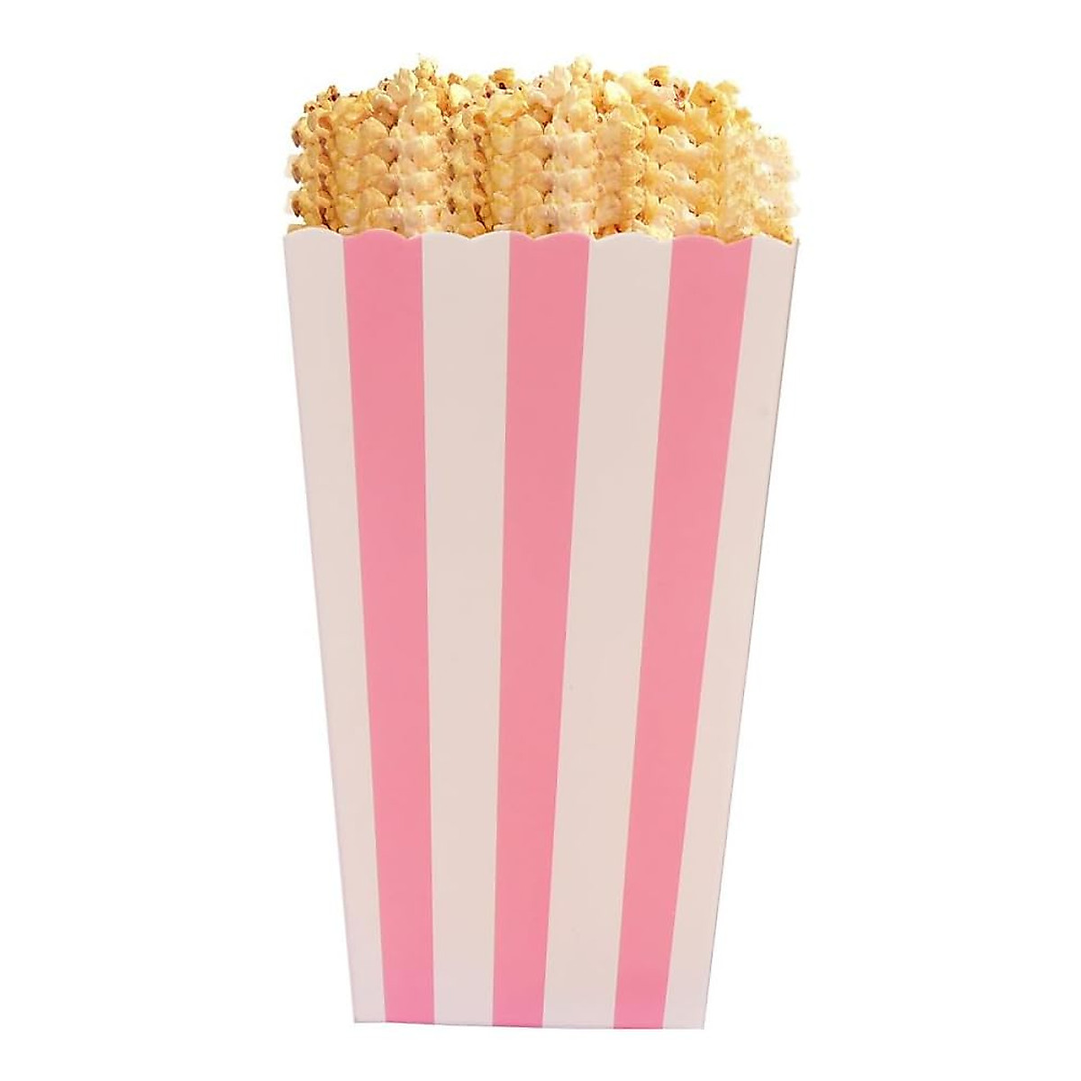 Crystallove 24pcs Striped Paper Popcorn Boxes for Party Favor Supplies (Pink)