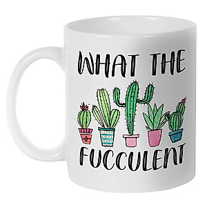 Fatbaby What the Fucculent Cactus Succulent Plant Gardening Gifts for women, Funny Novelty Coffee Mug for Plant Lady, Gifts for Plant Lover