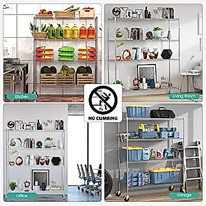 Leteuke Wire Shelving Unit with Wheels, NSF Certified 4 Tier Adjustable Storage Shelves 60"×24"×72", 2400LBS Heavy Duty Shelving Commercial Grade Metal Storage Utility Rack for Kitchen Garage, Chrome