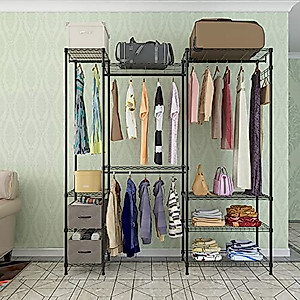 QORYX QR 5, Closet Organizer Metal Garment Rack Portable Clothes Hanger Home Shelf (70.5 x 15.7 x 76.8) ” , Powder Coating , Carbon steel, Black