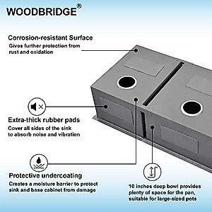 Woodbridge Kitchen Sink, 50/50 Double Bowl,33 Inch, 2 Holes,Stainless Steel MKA3319DM