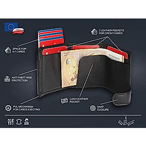 PULARYS OXFORD Mini Wallet - Credit Card Holder - Made of Italian Leather - RFID blocking - Space for up to 9 Cards - One Compartment - Front Pocket Wallet - For Men and Women - Classic