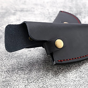 5.5"6" Inch Knife Sheath Leather Case For Fixed Blade Serbian Boning Knife Holder Outdoor Tool Belt Loop Clip Knives Scabbard (6 Inch Black)