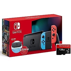 Nintendo Switch Console with Neon Blue and Neon Red Joy-Con Video Games Console, 6.2" Touchscreen LCD Display, WIFI
