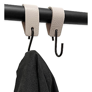 Brute Strength - Multifunctional Leather S-Hooks - Light Gray - 2 Pieces - S Shaped Hooks - Coat Hook - Leather Hooks - Leather s Hooks - Black s Hooks - Kitchen Hooks