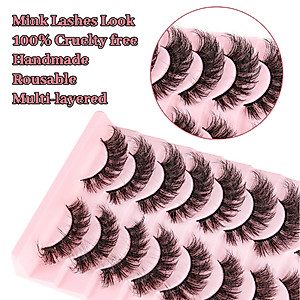 MilyBest Lashes False Eyelashes Faux Mink Cat Eye Lashes Fluffy Pestañas Postizas Wispy D Curl Volume Lashes Look Like Extension Pack Fake Eyelashes 10 Pairs