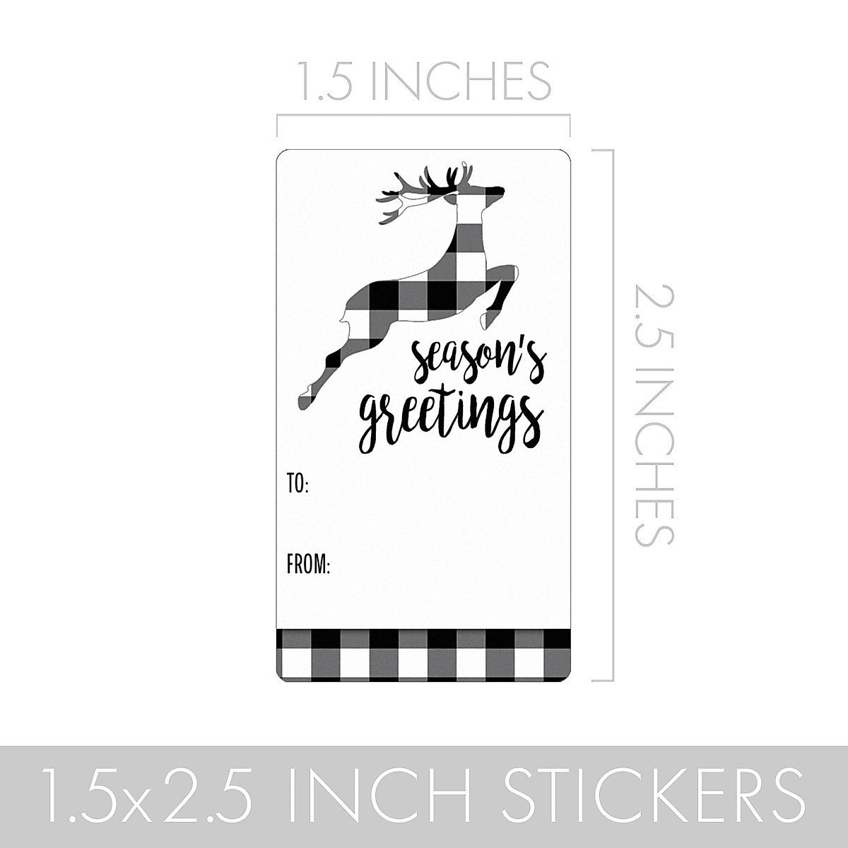 Black and White Plaid Christmas Gift Tags, 75 Gift Wrap Tags, Buffalo Plaid Wrapping Paper Supplies, Peel and Stick Christmas Gift Tags