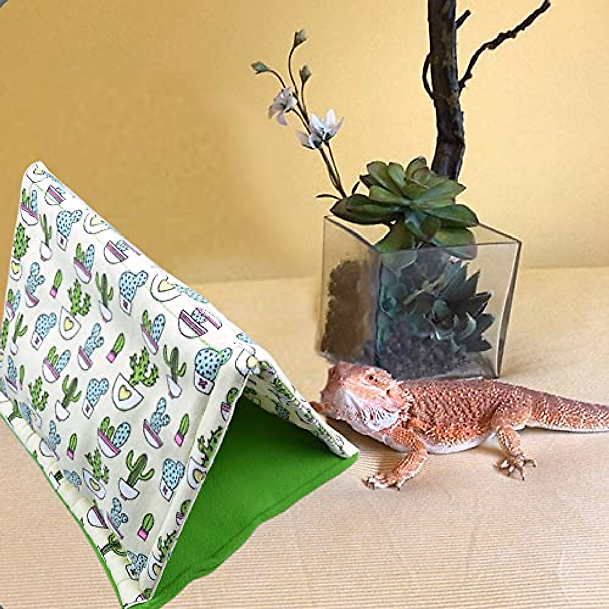 tinkare Reptile Sleeping Bed Bearded Dragon Tent Hide Habitat Shelter for Lizard Bearded Dragon Leopard Gecko
