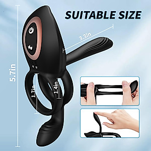 Vibrating Cock Ring with Couple Vibrator,Silicone Penis Ring Mens Vibrator with 9 Modes Vibrating,Male Sex Toy for Harder Stonger G-Spot Clitoral Vibrators,Adult Sex Toys for Men Women Couple