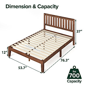 ZINUS Vivek Wood Platform Bed Frame with Headboard, Wood Slat Support, No Box Spring Needed, Easy Assembly, Full