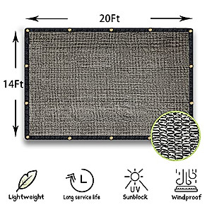 POYEE 40% 14ftx20ft Black Shade Cloth Taped Edge with Brass Grommets Garden Sun Shade UV Resistant Sunblock Shade Net for Outdoor Plants Vegetables Greenhouse