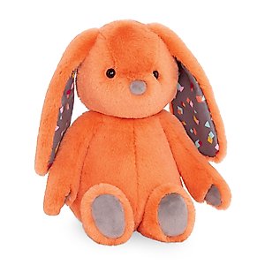 B. toys- B. softies- 12" Plush Bunny- Super Soft Stuffed Animal- Washable Rabbit Toy – for Babies, Toddlers, Kids-Happy Hues- Coral Cutie Orange Bunny- 0 Months +