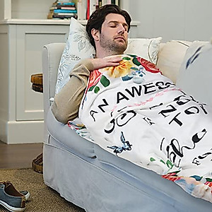 Teacher Throw Blanket Birthday Gift for Women 60''x50'' Teachers Appreciation Blanket Thank You Graduation Present Idea Soft Flannel Blanket for Teacher's Day School Retirement (Floral)