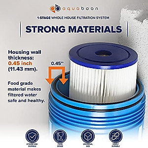 Whole House Water Filter System Housing 10 x 4.5" for Well Water - w/Wrench, Bracket & Pressure Gauge & Release (1" Port) and Pleated Water Filter - Compatible with DuPont WFHD13001B, Omnifilter BF7