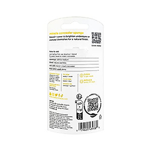 Real Techniques Miracle Concealer Sponge, Makeup Blending Sponge For Liquid & Cream Concealer, Elongated Shape For Precise Application Under Eyes & Tight Areas, Yellow, Latex-Free Foam, 1 Count