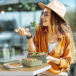 HOMETALL Stainless Steel Bento Box, Stackable Box Adult Lunch 1500ML-6 Compartment for Adults, BPA-Free Containers with Utensil On-the-Go Balanced Eating