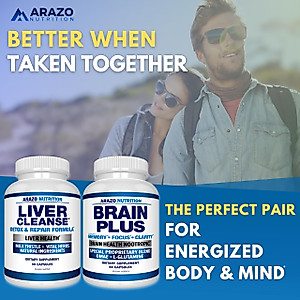 Arazo Nutrition Liver Cleanse Detox & Repair Formula – Milk Thistle Herbal Support Supplement: Silymarin, Beet, Artichoke, Dandelion, Chicory Root