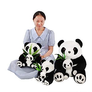 AIXINI 10" Plush Panda Stuffed Animals with Panda Baby Soft Toy, Native Mom & Baby Plush Bamboo Panda