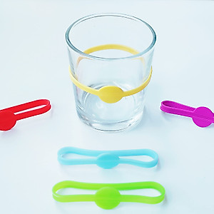 Minsoda Stretchable Drink Markers 24pcs, Wine Glass Markers, Drink Identifiers for Glasses Cup, Beer Bottle, Mug, Jar, Cocktail Glass, Drink Labels for Party