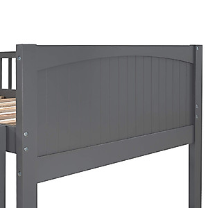 GLORHOME Twin-Over-Twin Triple Bed Wooden L-Shaped Bunk Bed with Ladders and 2 Storage Drawers, Space Saving Bedroom Furniture for Kids Teens