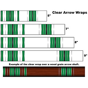 White Water Archery Non-Laminated Clear Transparent Green Crests Traditional 13 Arrow Wraps 15 Pc Pack Choose Length Width (5, 1.4)